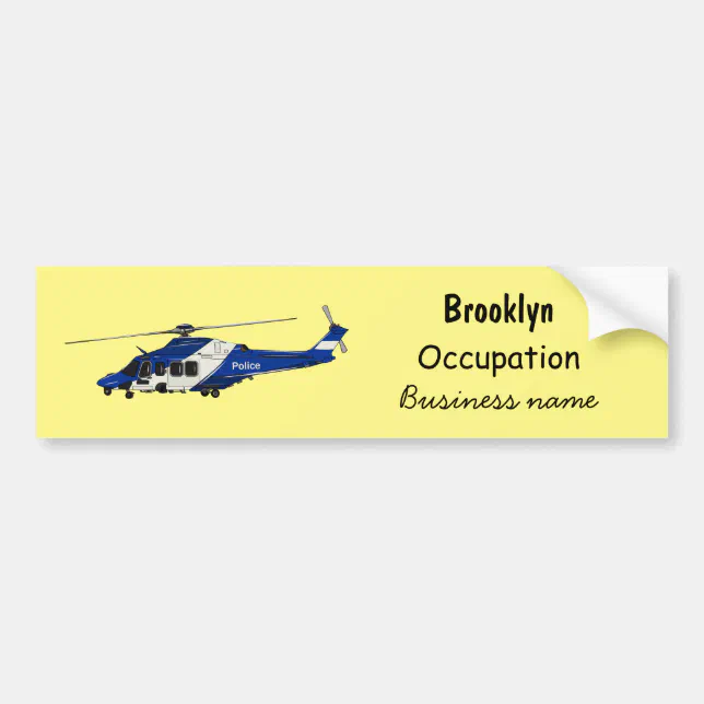 Police helicopter cartoon illustration bumper sticker | Zazzle
