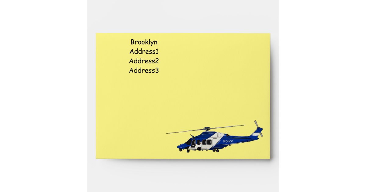Police helicopter cartoon illustration envelope | Zazzle
