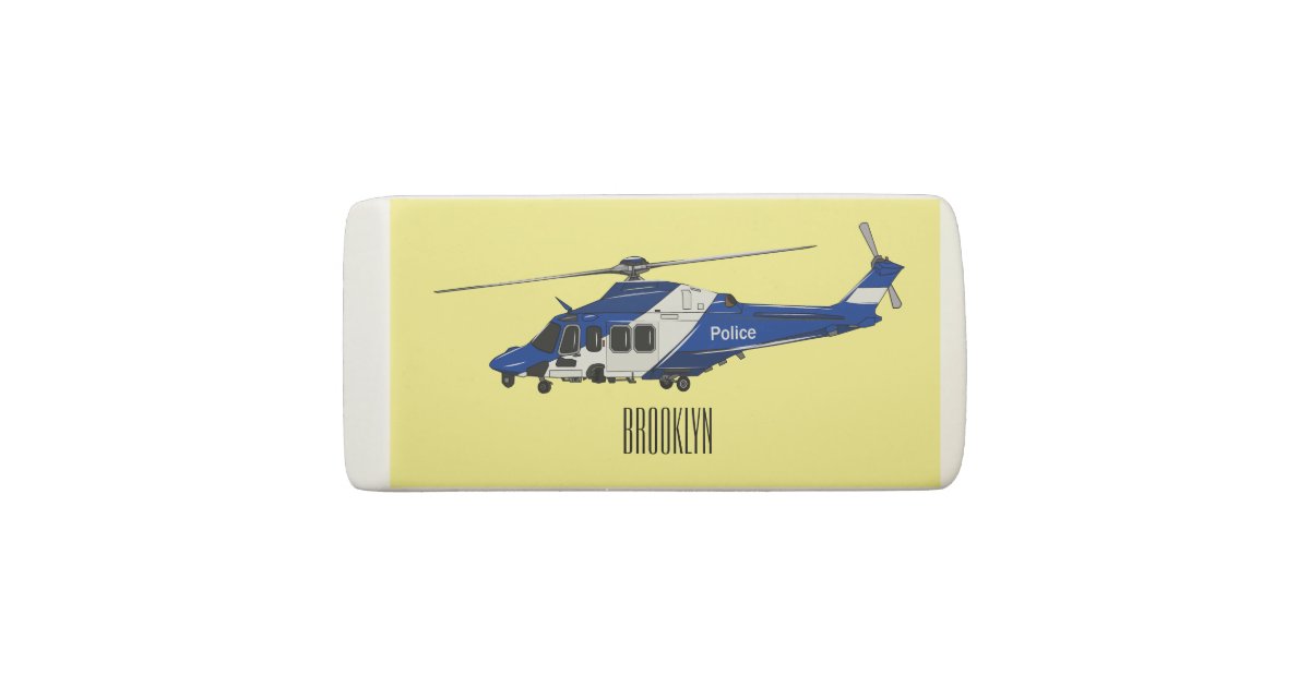 Police helicopter cartoon illustration eraser | Zazzle