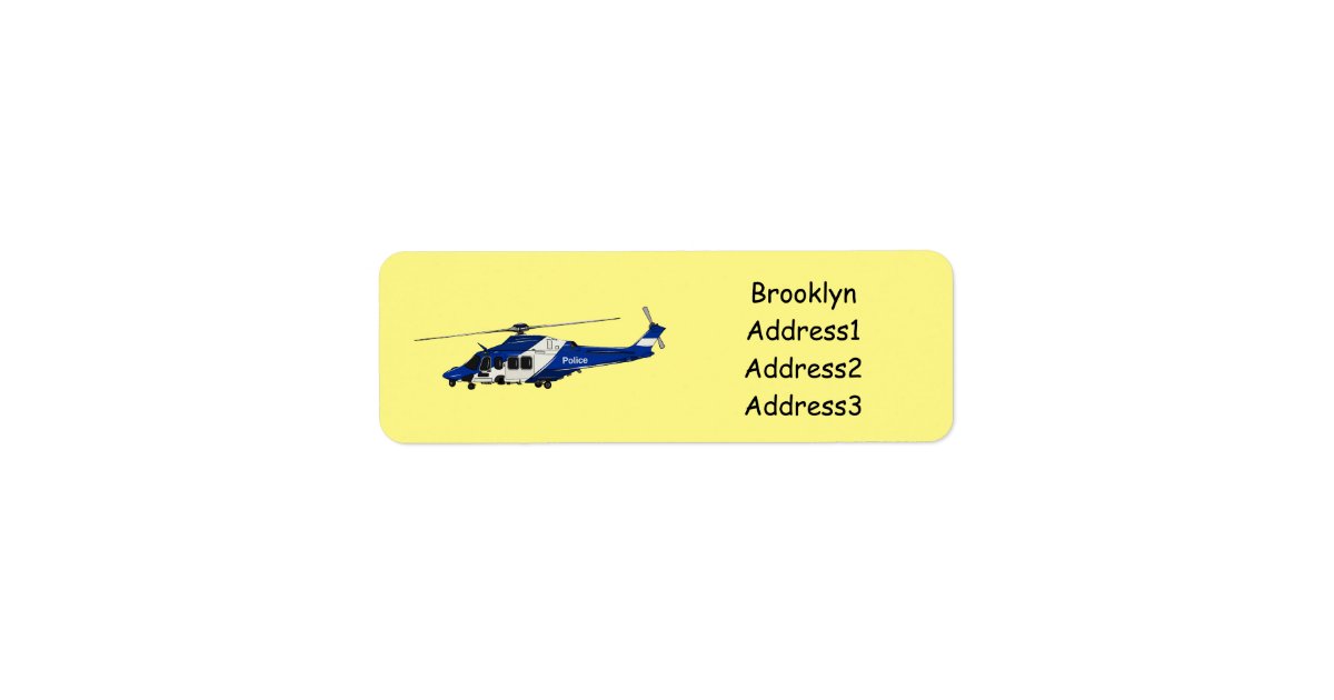Police helicopter cartoon illustration label | Zazzle