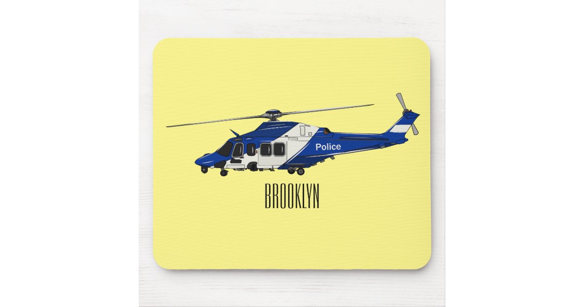 Police helicopter cartoon illustration mouse pad | Zazzle