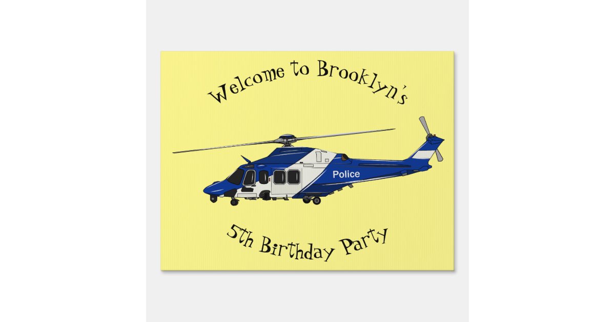 Police helicopter cartoon illustration sign | Zazzle