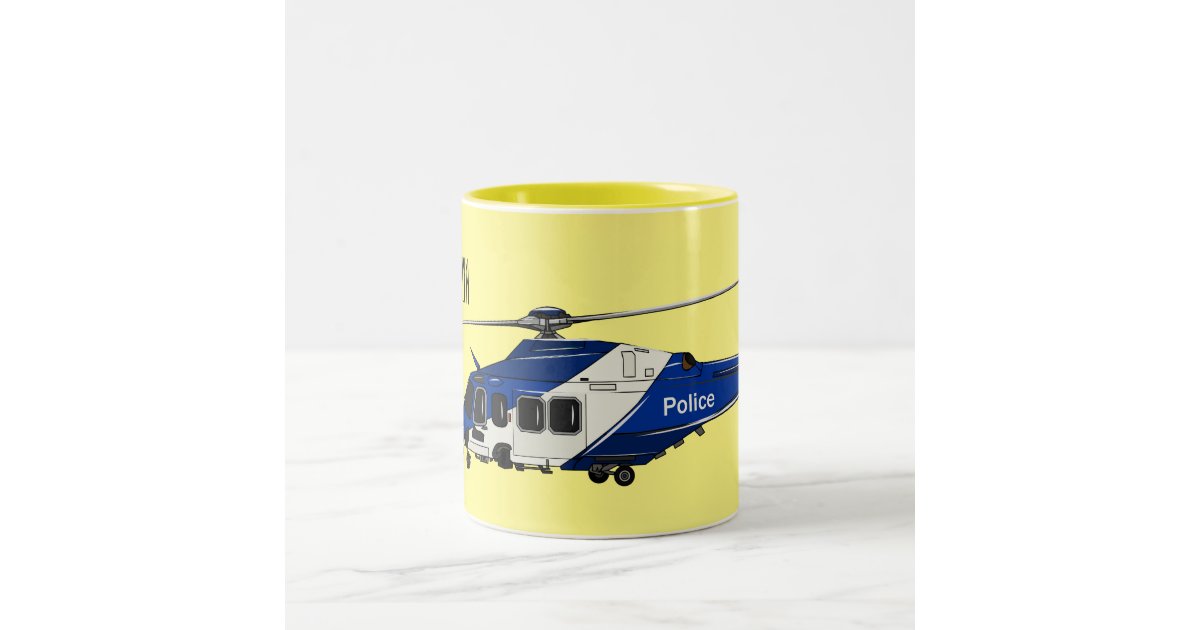 Police helicopter cartoon illustration Two-Tone coffee mug | Zazzle