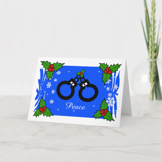 Police Holiday Handcuffs Christmas Card | Zazzle