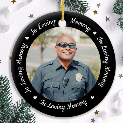 Police In Loving Memory Fallen Officer Memorial Ceramic Ornament | Zazzle