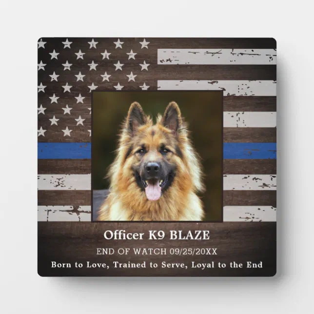 Police K9 Memorial Fallen Officer Police Dog Plaque | Zazzle