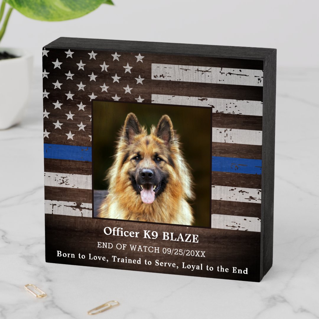 Police K9 Memorial Fallen Officer Police Dog Wooden Box Sign | Zazzle