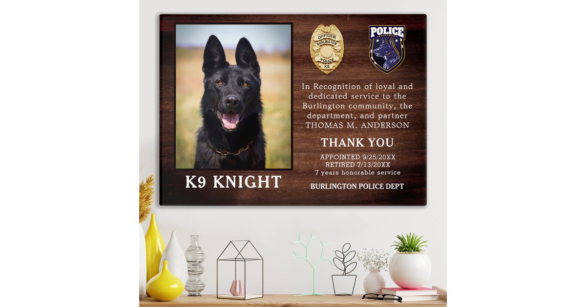Police K9 Retirement Law Enforcement Officer Dog Acrylic Print | Zazzle