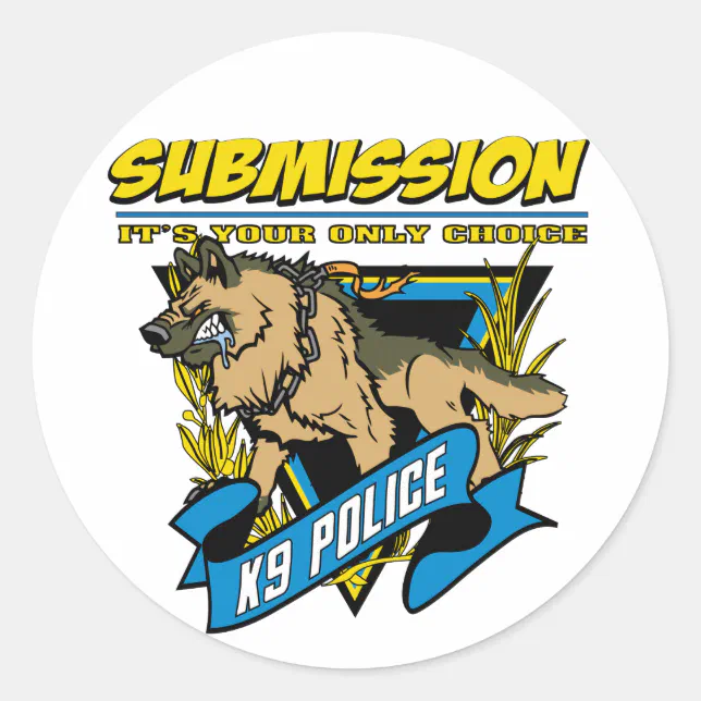 Police K9 Submission Classic Round Sticker | Zazzle