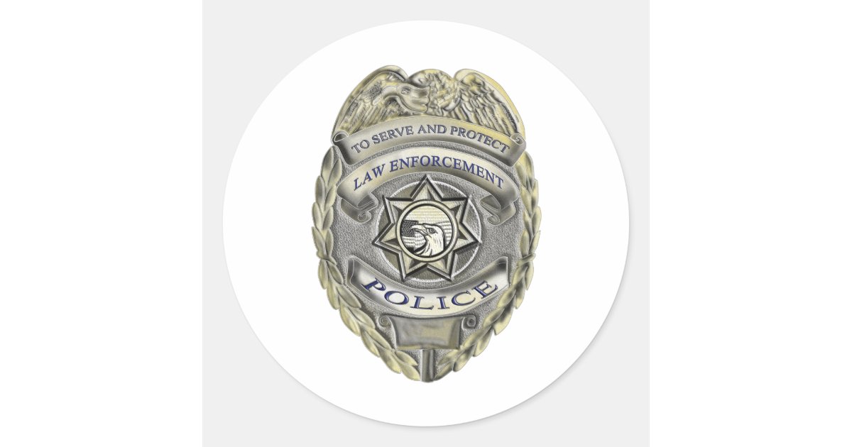 police law enforcement badge classic round sticker | Zazzle