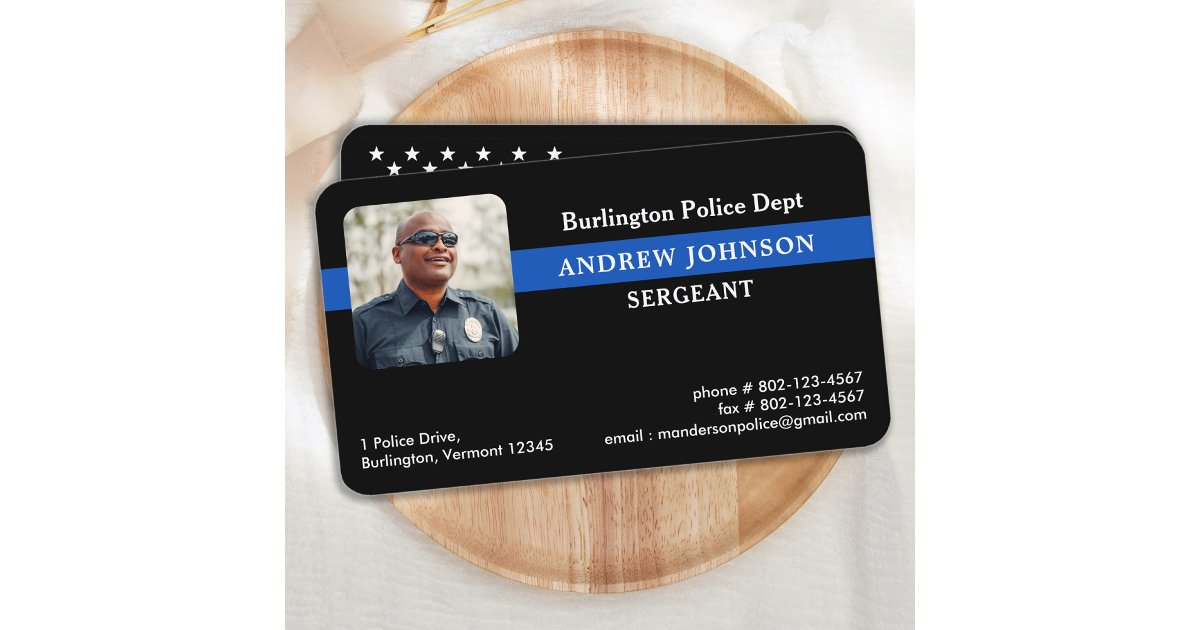 Police Law Enforcement Photo Thin Blue Line Business Card | Zazzle