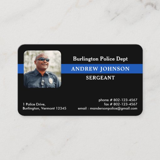 Police Law Enforcement Photo Thin Blue Line Business Card | Zazzle