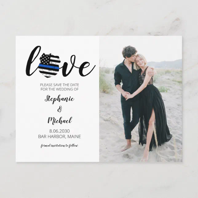Police Law Enforcement Photo Wedding Save Date Announcement Postcard ...