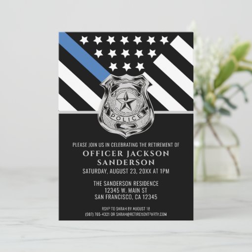 Police Law Enforcement Retirement Party Officer Invitation | Zazzle