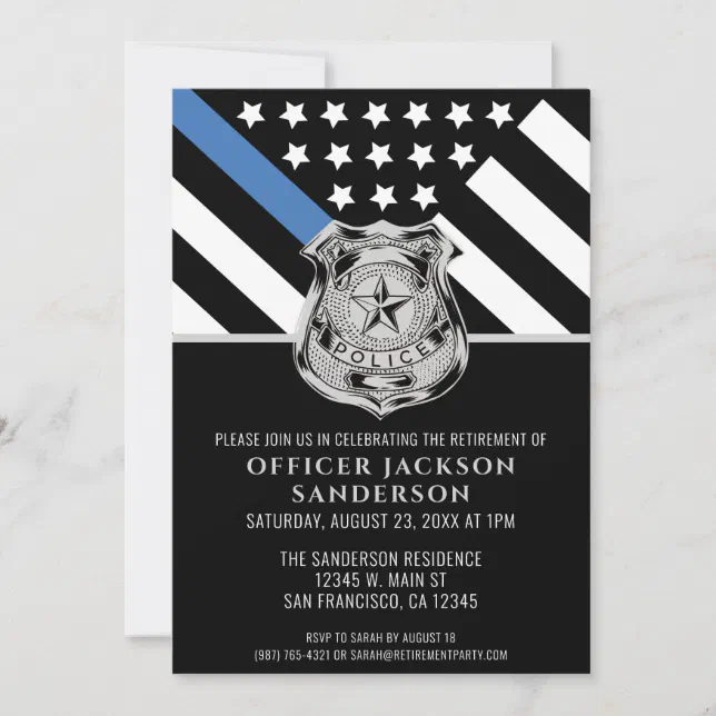 Police Law Enforcement Retirement Party Officer Invitation | Zazzle