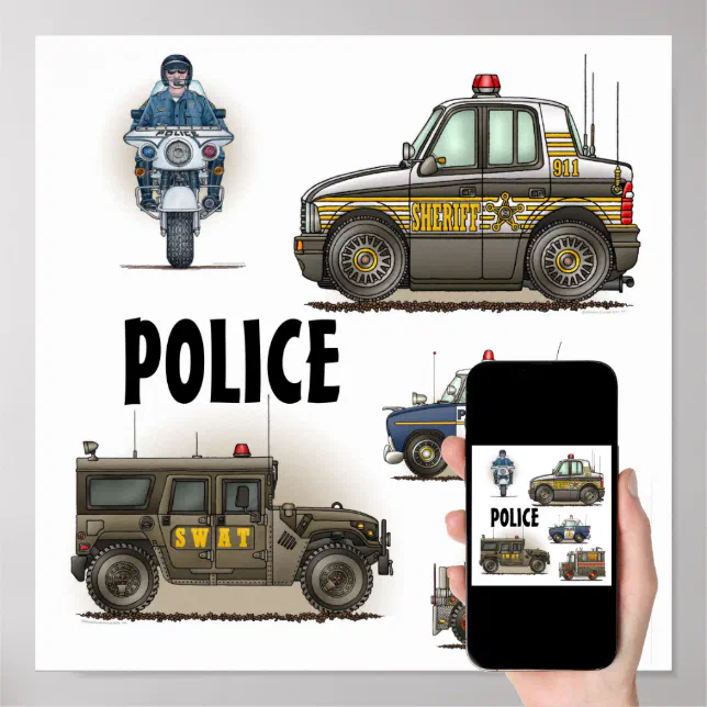 Police Law Enforcement Vehicles Poster | Zazzle