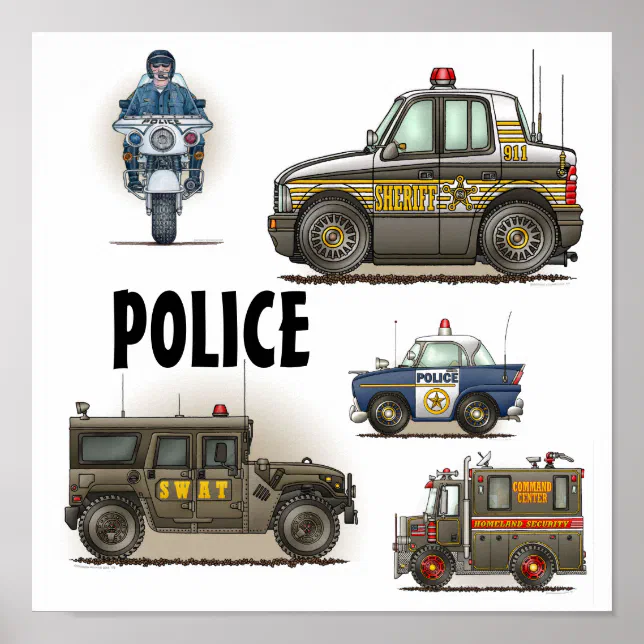 Police Law Enforcement Vehicles Poster | Zazzle