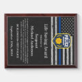 Police Life Saving Custom Logo Thin Blue Line Award Plaque | Zazzle