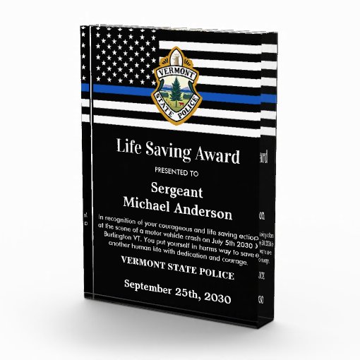 Police Life Saving Department Custom Logo Acrylic Award | Zazzle