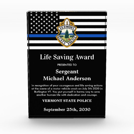 Police Life Saving Department Custom Logo Acrylic Award | Zazzle.com
