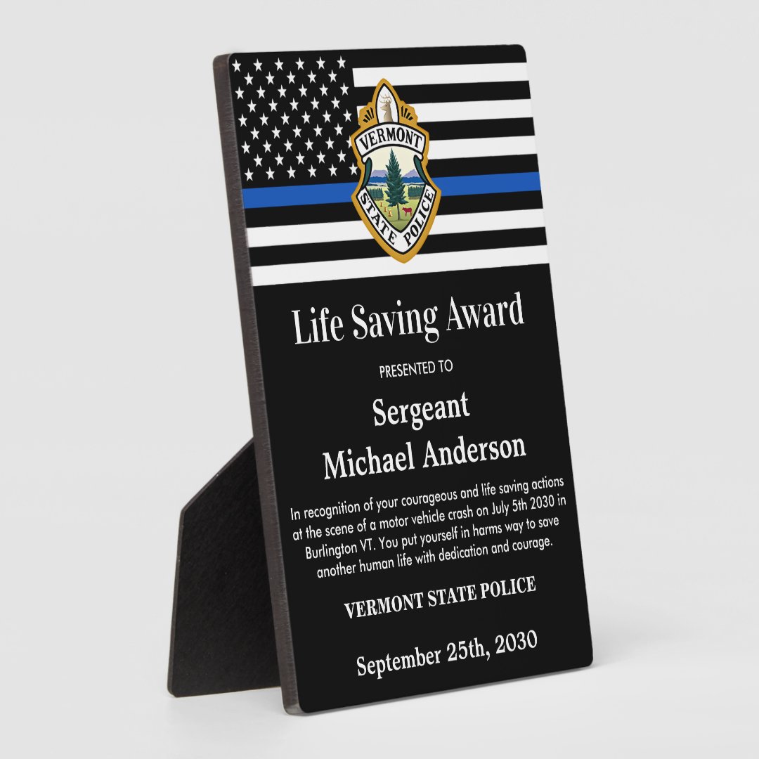 Police Life Saving Department Custom Logo Desk Plaque | Zazzle