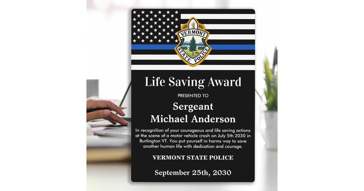 Police Life Saving Department Custom Logo Desk Plaque | Zazzle