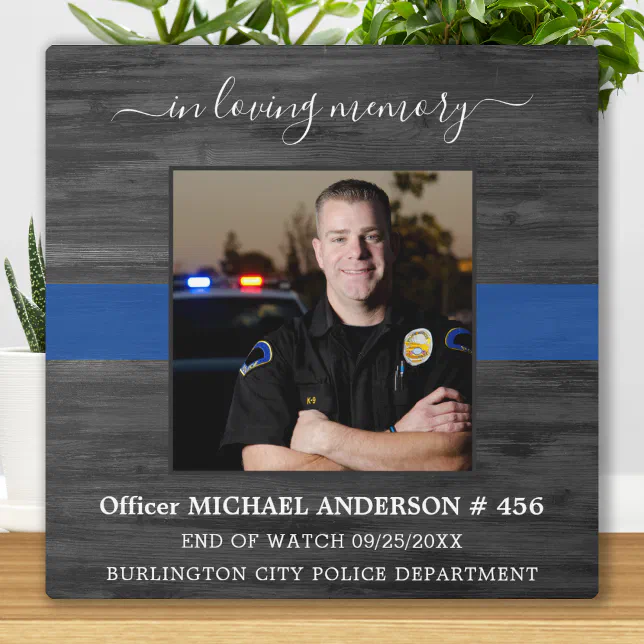 Police Memorial Fallen Officer In Loving Memory Plaque | Zazzle
