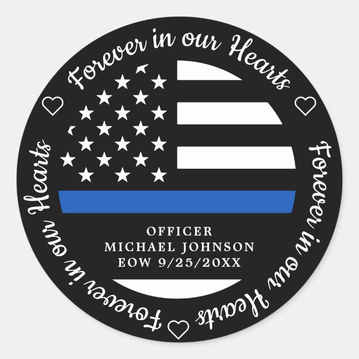 Police Memorial Fallen Officer Law Enforcement Classic Round Sticker ...