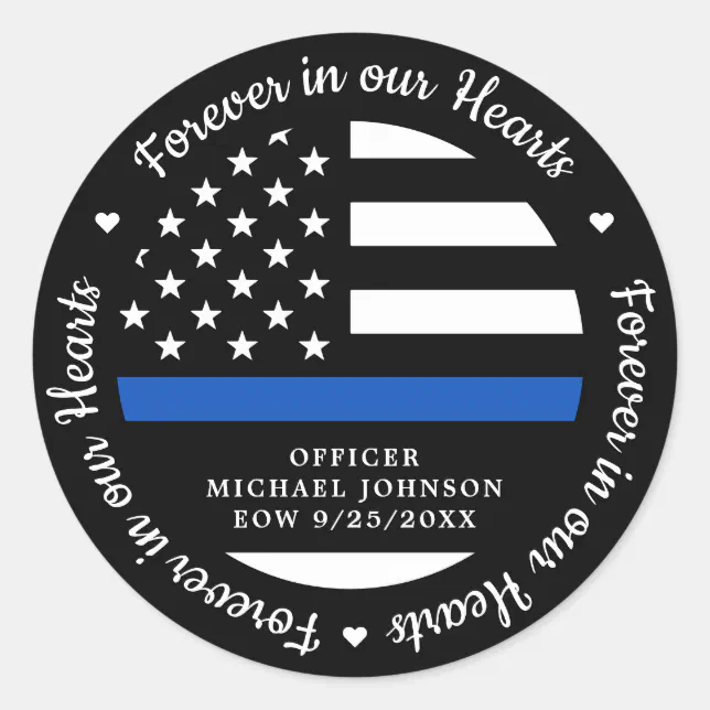 Police Memorial Fallen Officer Law Enforcement Classic Round Sticker ...