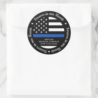 Police Memorial Fallen Officer Law Enforcement Classic Round Sticker ...