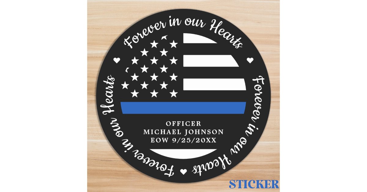 Police Memorial Fallen Officer Law Enforcement Classic Round Sticker ...