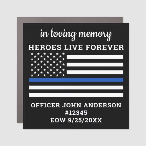 Police Memorial Fallen Officer Thin Blue Line Car Magnet | Zazzle