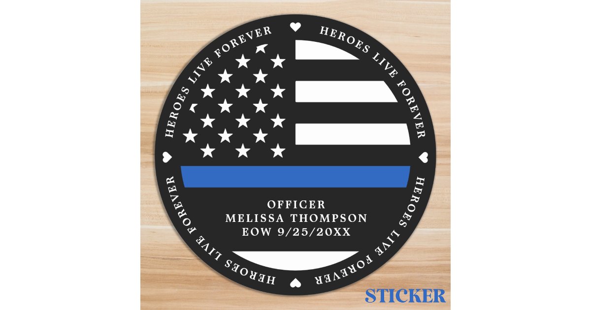 Police Memorial Fallen Officer Thin Blue Line Classic Round Sticker ...
