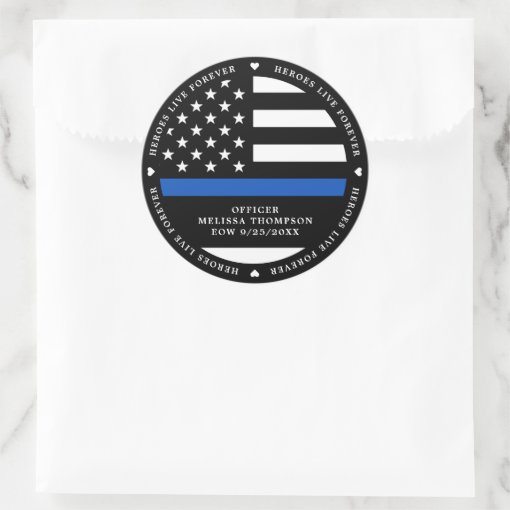 Police Memorial Fallen Officer Thin Blue Line Classic Round Sticker ...