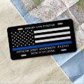Police Memorial Fallen Officer Thin Blue Line License Plate | Zazzle