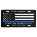 Police Memorial Fallen Officer Thin Blue Line License Plate | Zazzle
