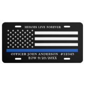 Police Memorial Fallen Officer Thin Blue Line License Plate | Zazzle