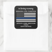 Police Memorial Fallen Officer Thin Blue Line Square Sticker | Zazzle