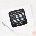 Police Memorial Fallen Officer Thin Blue Line Square Sticker | Zazzle