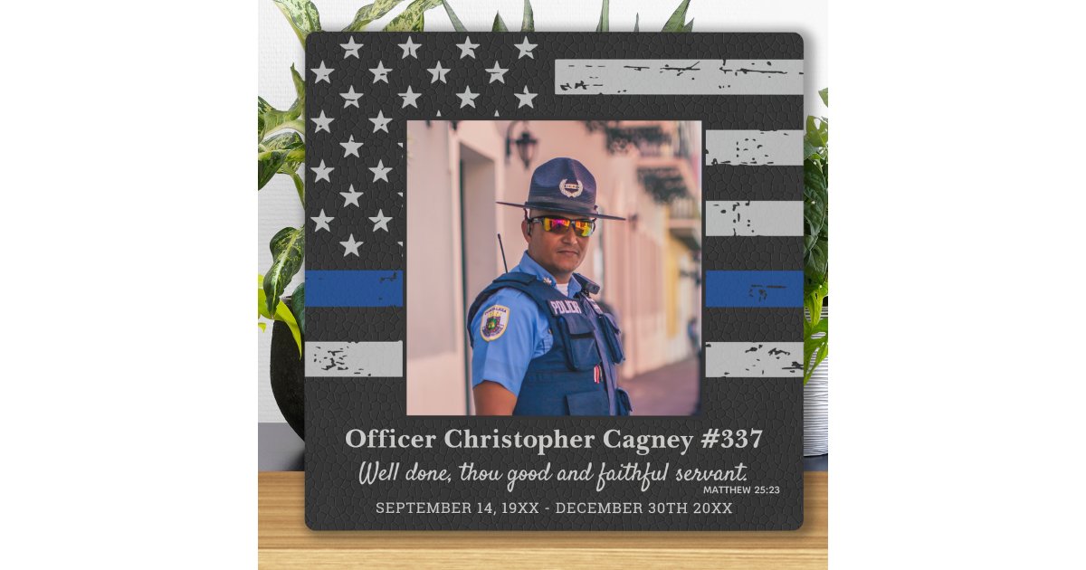 Police Memorial Thin Blue Line Plaque | Zazzle