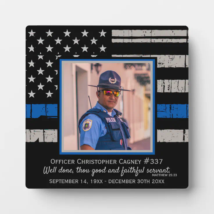 Police Memorial Thin Blue Line Plaque | Zazzle