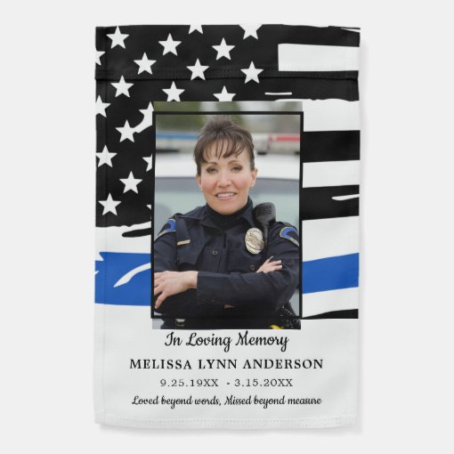 Police Memorial Thin Blue Line Sympathy Cemetery Garden Flag | Zazzle
