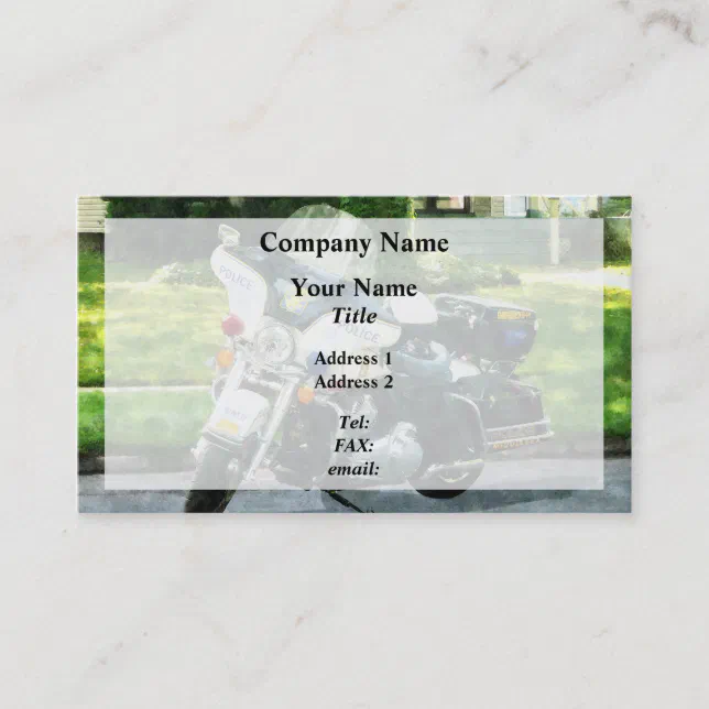 Police Motorcycle Business Card | Zazzle