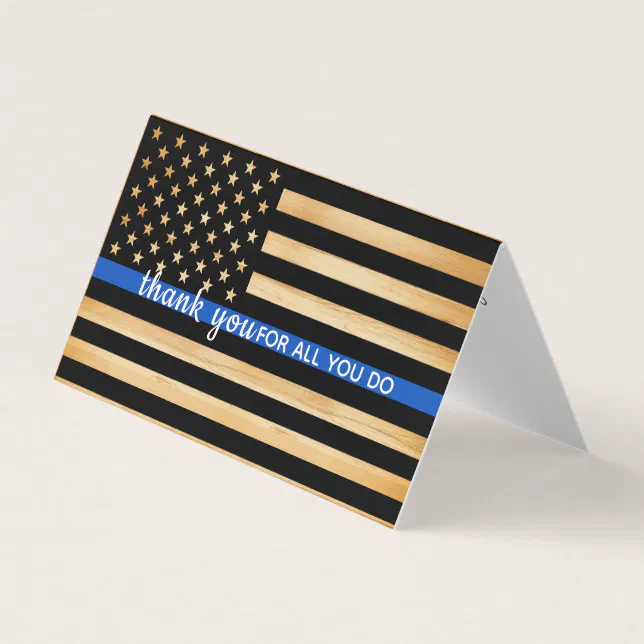 Police Officer Appreciation Blue Line Thank You Business Card | Zazzle
