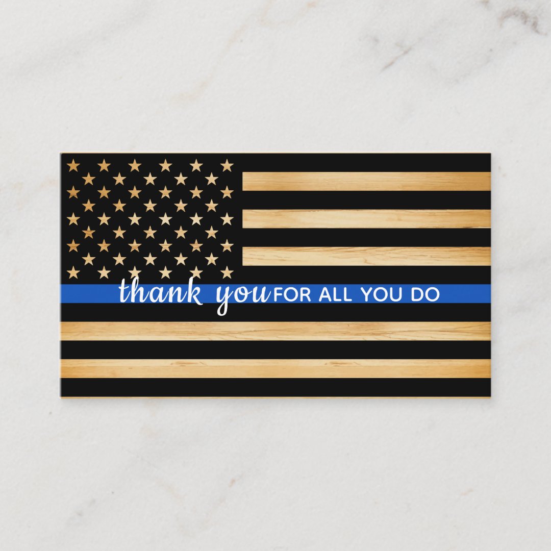 Police Officer Appreciation Rustic Flag Thank You Business Card | Zazzle