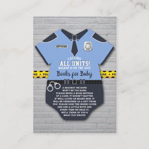 Police Officer Baby Shower Book Request Enclosure Card | Zazzle