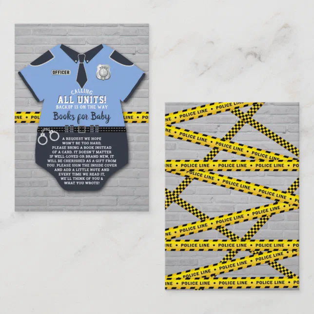 Police Officer Baby Shower Book Request Enclosure Card | Zazzle