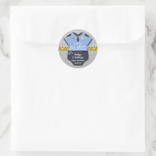 Police Officer Baby Shower Classic Round Sticker | Zazzle