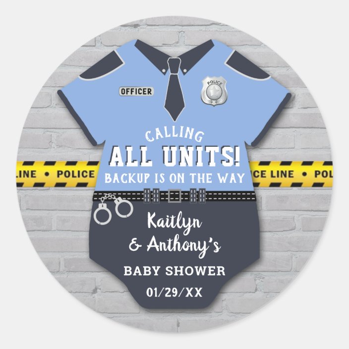 Police Officer Baby Shower Classic Round Sticker | Zazzle.com