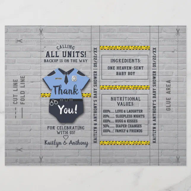 Police Officer Baby Shower DIY Candy Bar Wrapper | Zazzle